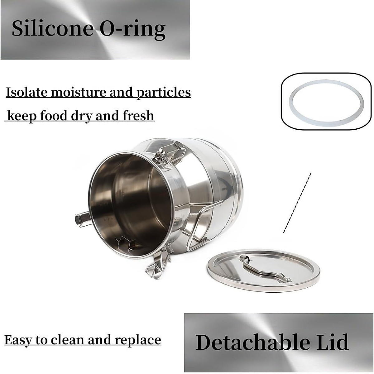 20L/5.25Gallon Stainless Steel Milk Can - Heavy Duty Milk Jug Milk Bucket Wine Pail Bucket Bottle SS liquid Container Storage W/Independent Embedded Silicone Sealed Lid Easy to Open and Use