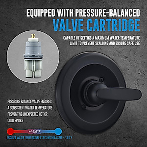 Replacement for Delta Classic 13 Series Single-Function Trim Kit, T13010 Shower Handle, Fit Delta Shower Valve R10000 Series, Matte Black (Cartridge Included)