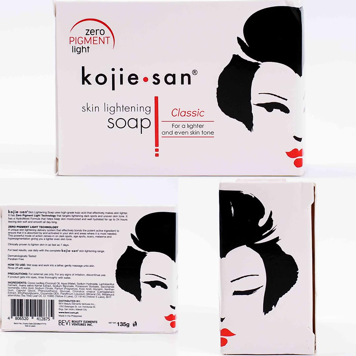 Kojie San Skin and Body Soap – Original Kojic Acid, Dark Spot Remover Soap Bar with Coconut & Tea Tree Oil – 135g x 1 Bar