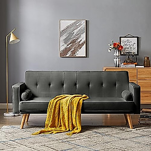 Eafurn Convertible Sofa Bed, Adjustable Modern Futon Couch-Breathable Fabric Folding Lounge Loveseat Reversible Daybed Easy to Clean-Ideal for Bedroom, 72", Grey