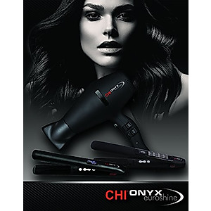 CHI Onyx Euroshine 1" Straightening Hairstyling Iron With 4" Extended Plates, Black