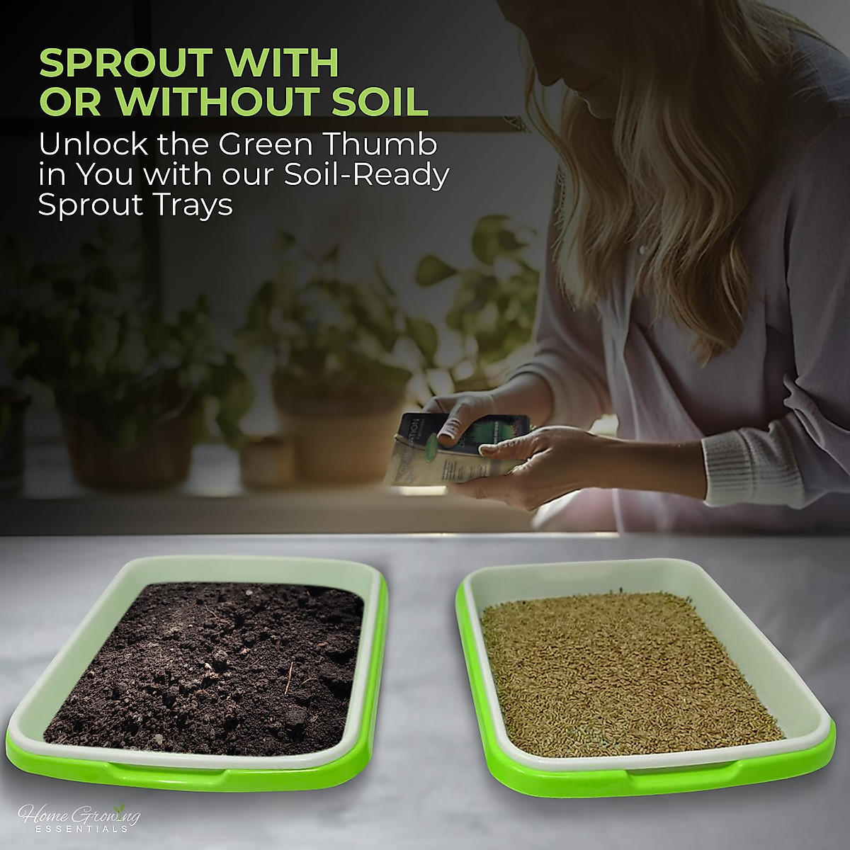 HomeGrowing Essentials Sprouting Tray with 40g Mung Bean Seeds, Sprouting Kit, BPA-Free Sprouting Trays for Sprouts and Microgreens, Wheatgrass or Cat Grass, Broccoli and Bean Sprouts Growing Kit