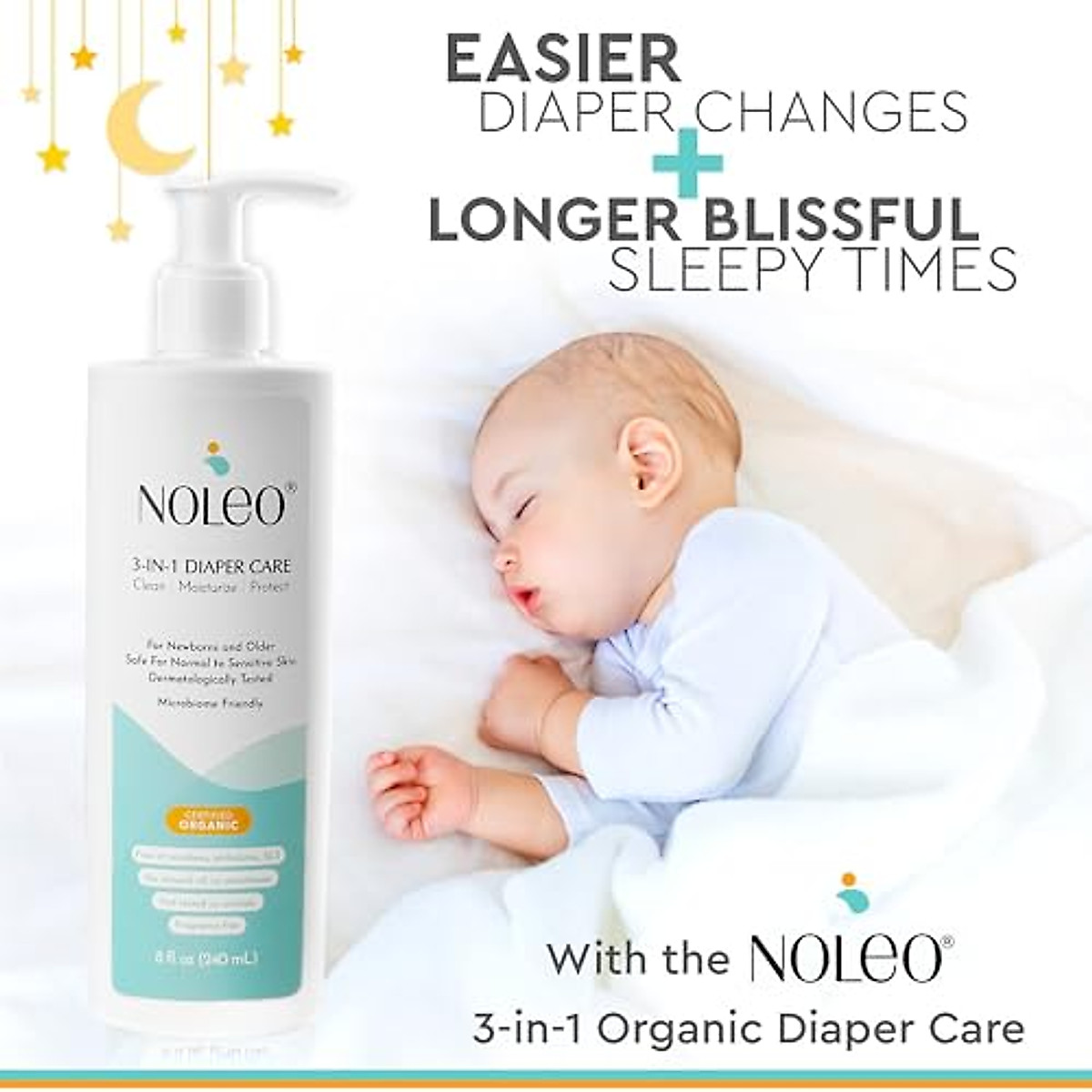 Multipurpose Organic Diaper Care - EWG Verified (8oz) - Baby Cleanser, Baby Lotion Unscented Unfragranced - Replace Zinc Oxide Diaper Rash Cream - Baby Diaper Rash Ointment to Protect Baby Skin
