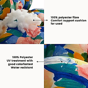 ARTPLAN Outdoor Cushions for Settee,Wicker Loveseat Cushions with Tie,Tufted Patio Cushions 2 U-Shaped Set of 5 Piece,L44xW19,Summer Floral