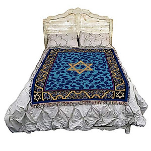 Pure Country Weavers Magen David Blanket - Star of David - Gift Hanukkah Tapestry Throw Woven from Cotton - Made in The USA (72x54)