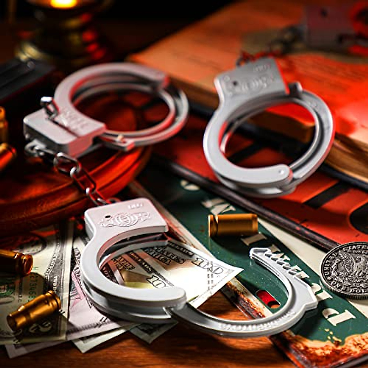 Junkin 24 Sets Plastic Handcuffs Toy for Kids - Party & Costume Accessory