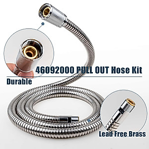 Faucet Hose for Grohe Kitchen Faucet Parts 46174000/46092000/46592000, Grohe Replacement Parts Hose with 3 Connect Adapters 48293000, Pull Down Faucet Hose Replacement, 59 inches