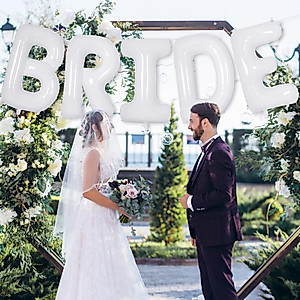 40 Inch White BRIDE Balloons, Giant Bride To Be Balloons, Bride Letter Balloons, Bachelorette Party Balloon, Bridal Photo Booth Bridal Banner for Wedding Bachelorette Party Decorations (White)
