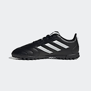 adidas Goletto Turf Soccer Shoe, Black/White/Metallic, 13 US Unisex Little Kid