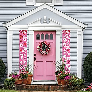 Fuyage Happy Galentine Day Porch Sign Banner for Galentine Birthday Party Yard Outdoor Home Decorations