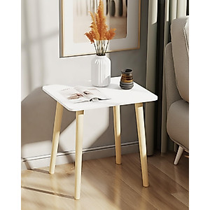 MIRROTOWEL Side Table, Small Table, Modern Home Decor Bedside Table for Living Room Bedroom Balcony Office,Easy to Assemble（White）