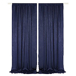 Cytdkve 2 Panels 4.8 Feet x 10 Feet Navy Blue Velvet-Like Wedding Backdrop Curtain Drapes, Silky Soft Window Curtains Panels for Wedding Ceremony Birthday Party Decorations
