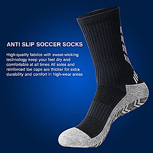Men's Soccer Socks, 4 Pcs Anti Slip Soccer Socks,for Football Basketball Sports Grip Socks-Gift: Football Backpack(Random Color)