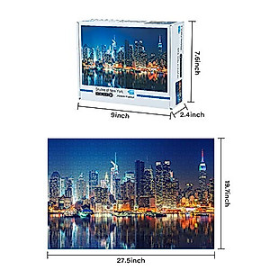 New York City Skyline Puzzles Art 1000 Pieces Jigsaw Puzzles,DIY Puzzles Educational Brain Challenge Games for Adults Kids Gifts