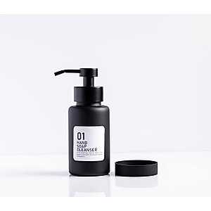 Black Glass Foaming Hand Soap Dispensing Bottle - Matte Black - 11 Ounce - Includes Hand Soap Labels & Silicone Coaster