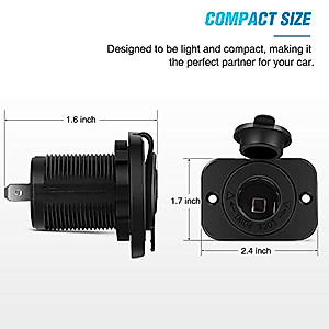 Nilight 2 Pack Car Cigarette Lighter Socket DC 12V Waterproof Power Outlet Adapter Replacement with Terminals Wires and Screws for Marine Boat Motorcycle, Boat, Car,Truck, RV, ATV,2 Years Warranty