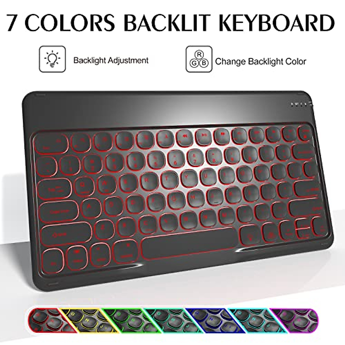 BOBOLEE Case Keyboard for iPad Pro 12.9 inch (6th, 5th, 4th, 3rd Gen), Wireless Detachable BT Backlit 7 Colors, 360° Rotatable Smart Folio Slim Cover Shell with Pen Holder