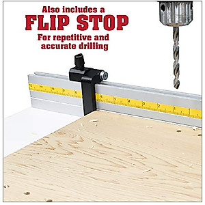 Fulton Deluxe 1 3/8 inch Thick Drill Press Table with Precision Tilt Capable Adjustable Fence System | 2 PVC Tipped Aluminum Hold Downs | Aluminum Flip Stop and Mounting Hardware