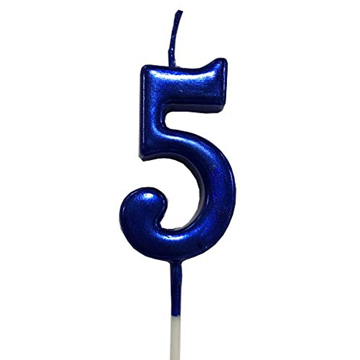 PartyMart Number 5 Metallic Candle, Navy Number 5