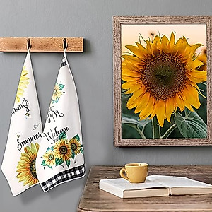 Bencailor 4 Pcs Sunflower Kitchen Towels Lemons Cat Kitchen Dish Towels Kitchen Dish Cloths Fast Drying Kitchen Rug Kitchen Decor for Home Cleaning Cooking Baking, 16 x 24 Inch (Classic,Sunflower)