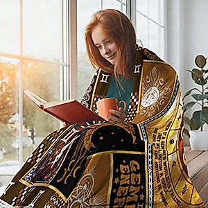 Gemini Zodiac Gift Constellation Blanket Astrology Gifts Throw Blanket Birthday Gift Idea Lightweight Microfiber Flannel Decorate Blanket for Women Men Size 50"X40"