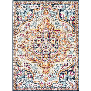 Livabliss Nyburg Vintage Medallion Area Rug,6'7" x 9',Burnt Orange/Medium Gray