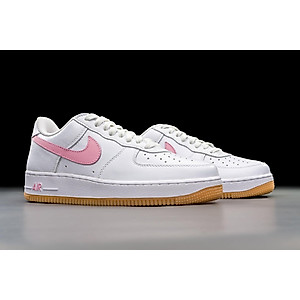 Nike Men's Air Force 1 Low Shoe, White/Pink-gum Yellow-metallic, 9.5