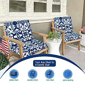 PRIMEPATIO 19x19 Outdoor Cushions Patio Furniture Cushion Set, Deep Seat Patio Chair Cushion & Foam Back Cushion, Outside Couch Sofa Replacement Cushions, Waterproof Outdoor Seat Cushions (Navy)