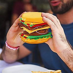 Funny Burger Socks Box for Men Women Teen Boys - Funny Gifts Hamburger Fun Novelty Funky Crazy Silly Cool Cute Food Socks-Valentines Day Birthday Gag Chirstmas Gifts Stocking Stuffers(L,2 pairs)