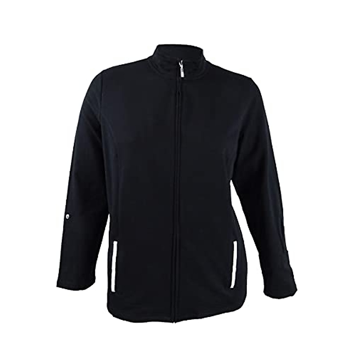 Karen Scott Women's Sport French Terry Ribbon-Trim Jacket Black Size Medium