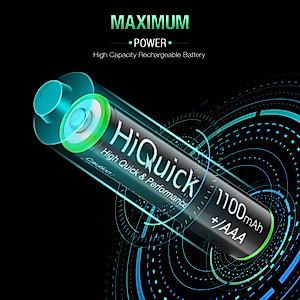 HiQuick Rechargeable AAA Batteries 8 Pack, 1100mAh NiMH Triple AAA Batteries Pre-Charged