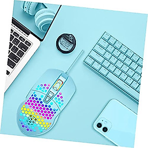 SOLUSTRE Laptop 1 PC Mute USB Honeycomb for Design Shell Backlight Accessory Bar Luminescent Compatible Hollow-Out Rainbow Desktop Home Mice RGB Optical Computer Conter Ergonomic with Wireless Mouse