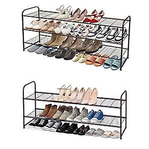KEETDY Long 3 Tier Shoe Rack and 2-Tier Long Shoe Rack for Closet Entryway