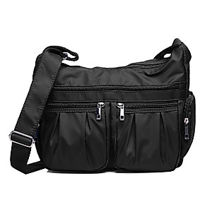 VOLGANIK ROCK Crossbody Purses for Women Shoulder Handbags Lightweight Waterproof Nylon Travel Bag Ladies Pocketbooks(Black)