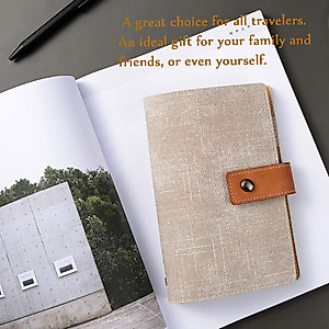CAGIE A6 Refillable Faux Leather Traveler Notebook Binder Journals 6 Ring Binder Personal Organizer Travel Diary for Women Men Lined Grid Blank Paper with Calendar Light Khaki