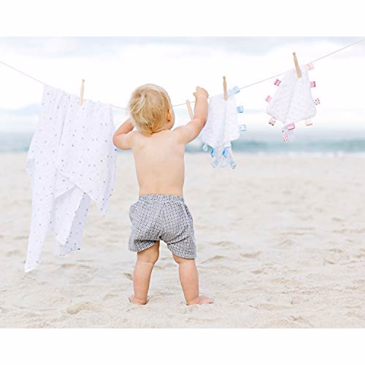 BABY SENSE Taglet Security Baby Blanket Lovey with Pacifier Tag | Soft, Soothing, Comfortable, Warm, Cozy | Unisex & Toddler | Durable & Machine Washable (Pink)