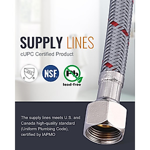 Faucet Supply Lines: WOWOW 40" Bathroom Sink Faucet Hose, Braided Nylon cUPC Supply Lines 3/8" Female Compression Thread × M8 Male Connector,Stainless Steel Braided Supply Line(1 Pair)
