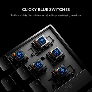 GTRACING Mechanical Gaming Keyboard 60% Colorful Backlit Wired Ultra Compact 61 Keys Mini for Computer PC Laptop Windows Type-C Blue Switches GT882