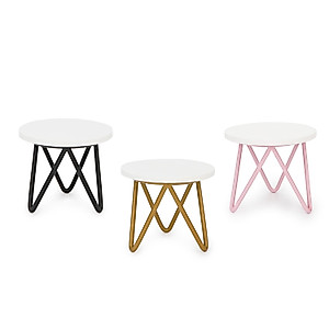 Cutemini 1 12 Scale Dollhouse Table Miniature Decor Dollhouse Furniture Mini Round Coffee Table Dollhouse Accessories for Living Room Bedroom Balcony Fairy Garden Project Decoration (Black Stand)