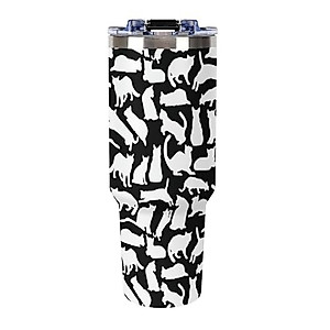 Cute Cats 40oz Water Bottle Double Wall Insulated Tumbler with Handle Leakproof Travel Mug Light Rose Red-style