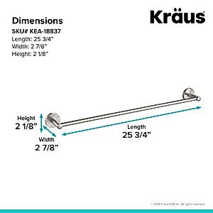 Kraus C-KEA-188BN Elie 4-Piece Bath Hardware Set with 24-inch Bar, Paper Holder, Towel Ring and Robe Hook, Brushed Nickel