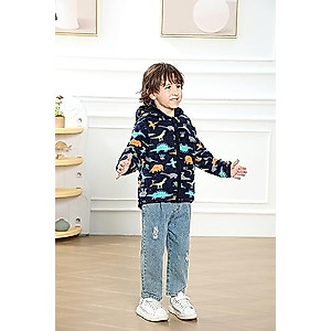 Feidoog Toddler Polar Fleece Jacket Hooded Baby Boys Girls Autumn Winter Long Sleeve Thick Warm Outerwear,Dark Blue,2-3T