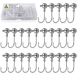Crappie Jig Heads for Fishing, Round Ball Head Jig Fishing Hooks Unpainted Jig Heads for Bass Crappie Walleye Fishing Jigs Saltwater Freshwater