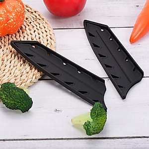 PATIKIL Plastic Safety Knife Cover Sleeves for 8" Chef Knife or 7" Santoku Knife, 2 Pack Knives Edge Guard Blade Protector Universal Knife Sheath, Black