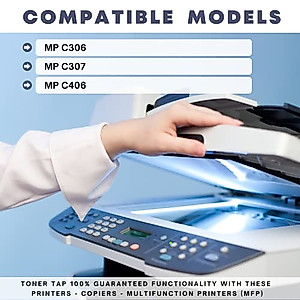 Toner Tap High Yield for Ricoh MP C406 C307 C306 (4-Pack Bundle) 842091 842092 842093 842094 Compatible Cartridge Replacements