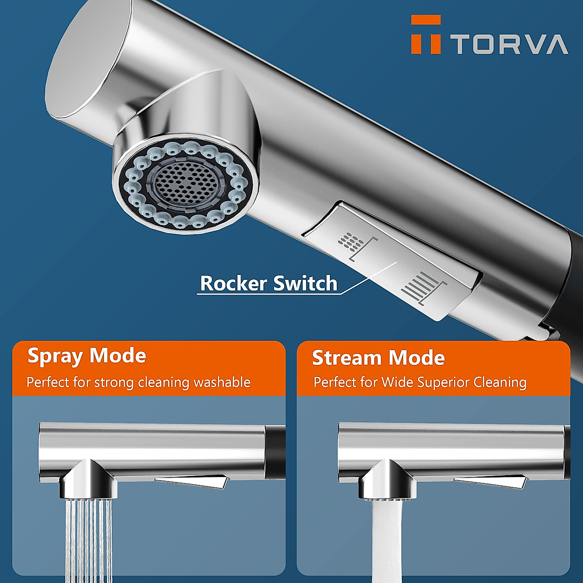 TORVA Black Pull Down Kitchen Faucets, Stainless Steel Kitchen Sink Faucet with Pull Out Sprayer Single Handle with Deck Plate, Matte Black