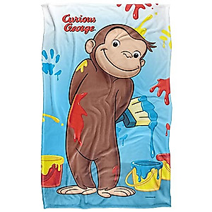 Trevco Curious George Paint Silky Touch Super Soft Throw Blanket 36" x 58"