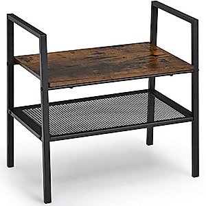 Giantex 2-Tier Storage Shelf Bookcase Stackable Ladder Rack W/ Metal Frame and Mesh Shelf Compact Kitchen Shelf for Living Room, Bedroom, Entryway Kitchen Industrial Style Shoe Rack(1)