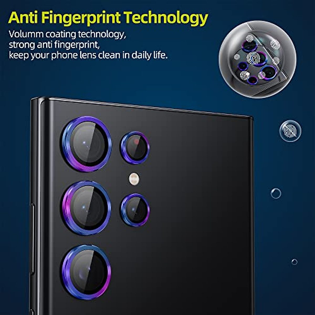 WSKEN for Samsung Galaxy S23 Ultra Camera Lens Protector,[Night Shooting Mode] Scratch Resistant HD Tempered Metal Glass Camera Screen Protector Cover Film Accessories 6.8 Inch,Colorful