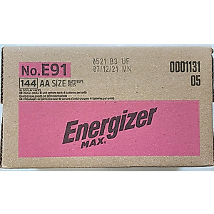 Energizer Max E91 AA Batteries - a case of 144 Counts AA Batteries - Made in The USA